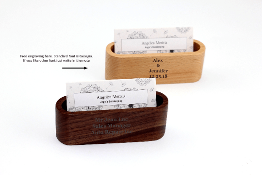 Laser Engraved Wood Business Card Holder - Custom Personalized Wooden ...