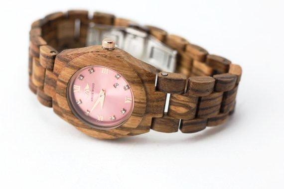 Buy Zebrawood Automatic Women's Watch with Pink Dial. Order Now – Angie ...