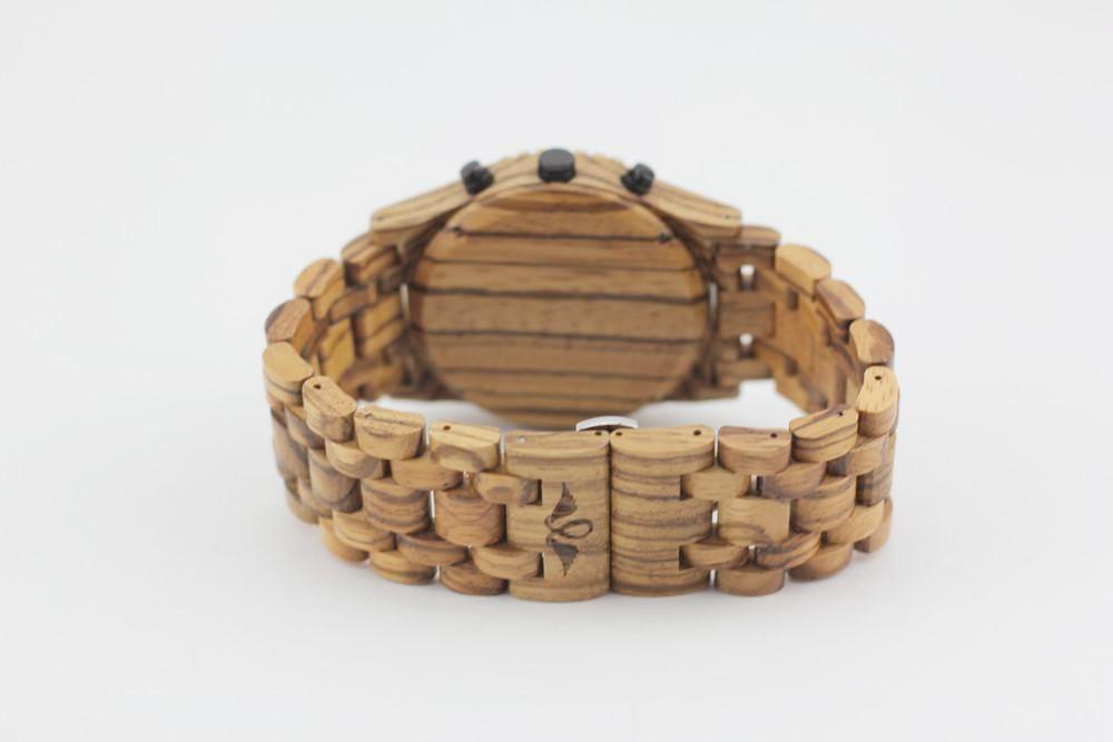 Angie Wood Creations Zebrawood Men’s Automatic Watch with Aqua Dial