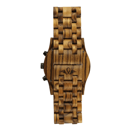 Angie Wood Creations Zebrawood Men’s Automatic Watch with Aqua Dial