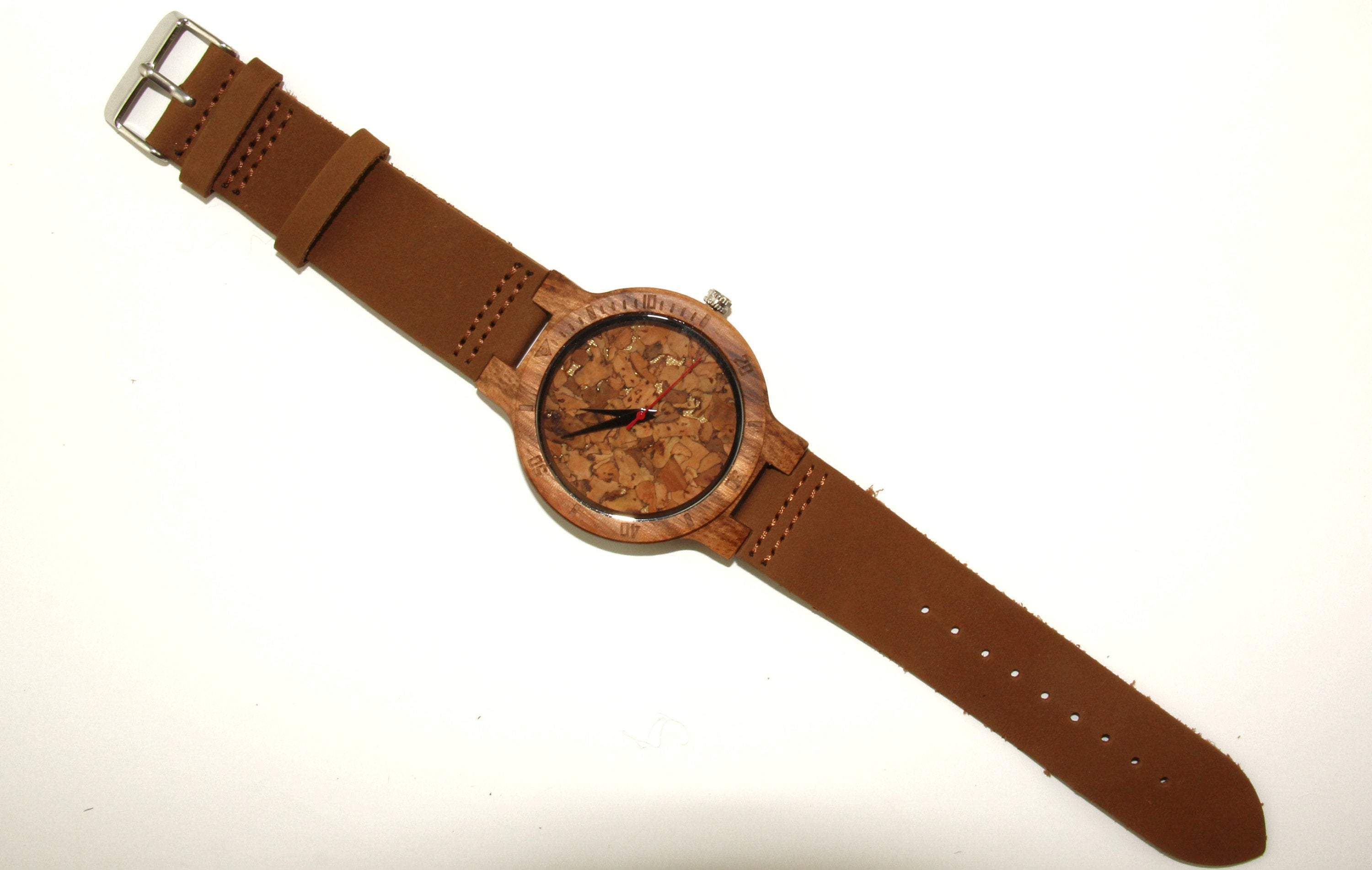 Creative Simple Wood Watches, Men's Watch Cork Slag/Broken Leaves Face ...
